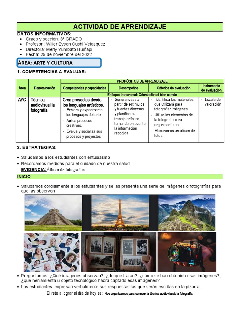 3° - Grado - Actividad 29 de Noviembre | PDF | Cámara | Imagen