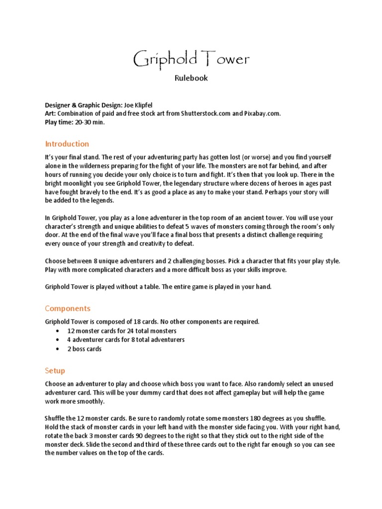 Griphold Tower Rules 1.6 | PDF | Teaching Methods & Materials | Home ...