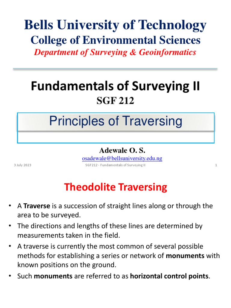 SGF212 - Theodolite Traverse-1 | PDF | Surveying | Angle