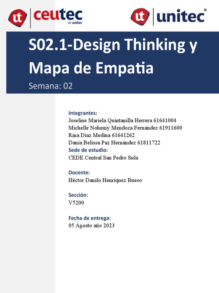 Design Thinking 2.1 Tarea Grupal | Descargar gratis PDF | El pensamiento de diseño | Diseño