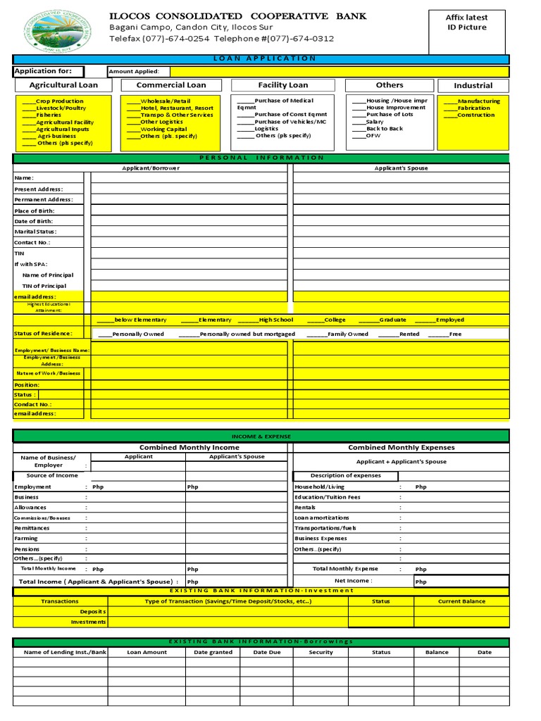 Loan Form | PDF | Loans | Banks