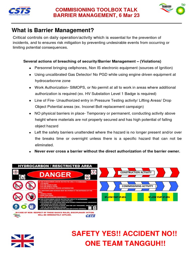 CSTS - Toolbox Talks - Barrier Management | PDF
