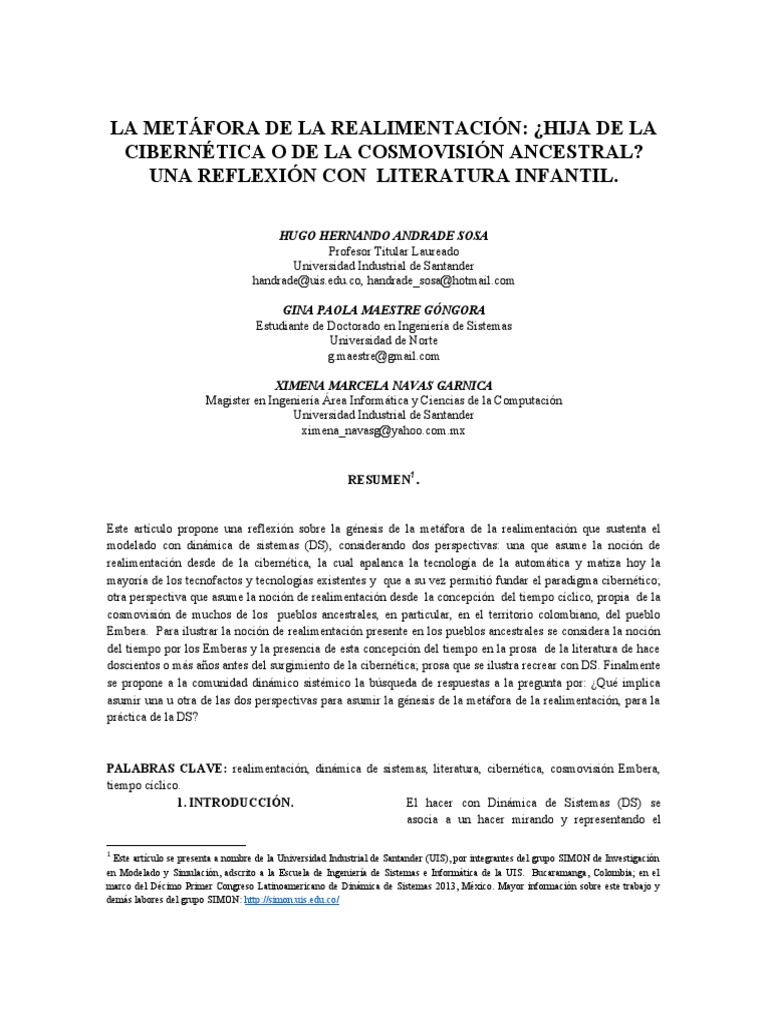 La Metafora de La Realimentacion y La DS | PDF | Realimentación ...