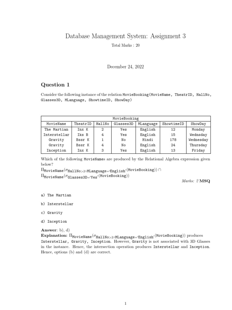 DBMS Solution 3 | PDF | Relational Database | Conceptual Model