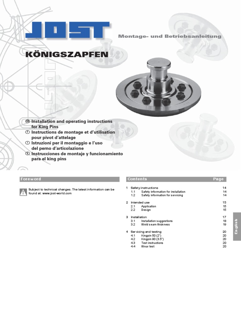 Jost Kingpin Datasheet | Download Free PDF | Welding | Construction