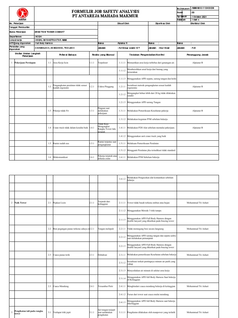 Draf Jsea Instalasi Perangkat Di Ketinggian Menggunakan Manlift | PDF