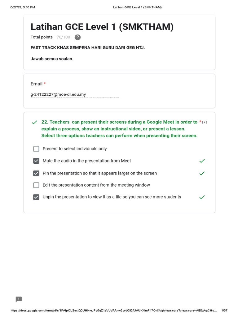 Jawapan Latihan Gce Level 1 (Smktham) | PDF | Gmail | Textbook