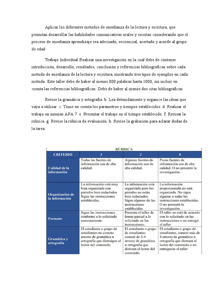 Aplicar los diferentes métodos de enseñanza de la lectura y escritura ...