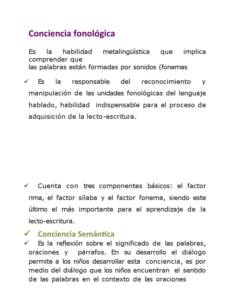 Conciencia fonológica | PDF