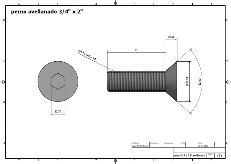 Perno 3-4 X 2,5 Avellanado | PDF