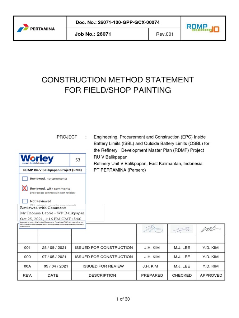 100 GPP GCX 00074 001 - Method Statement For Painting Works | PDF | Paint | Epoxy