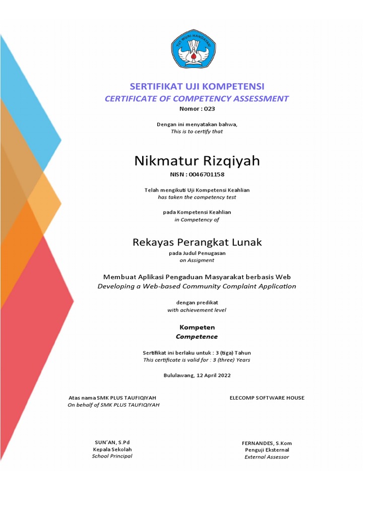 Sertifikat UKK 2023 | PDF