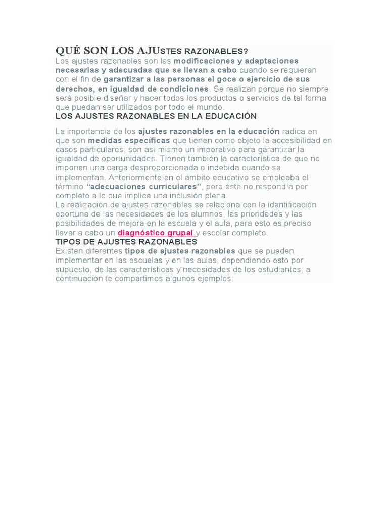 Ajustes Razonables | PDF | Enseñando | Aprendizaje