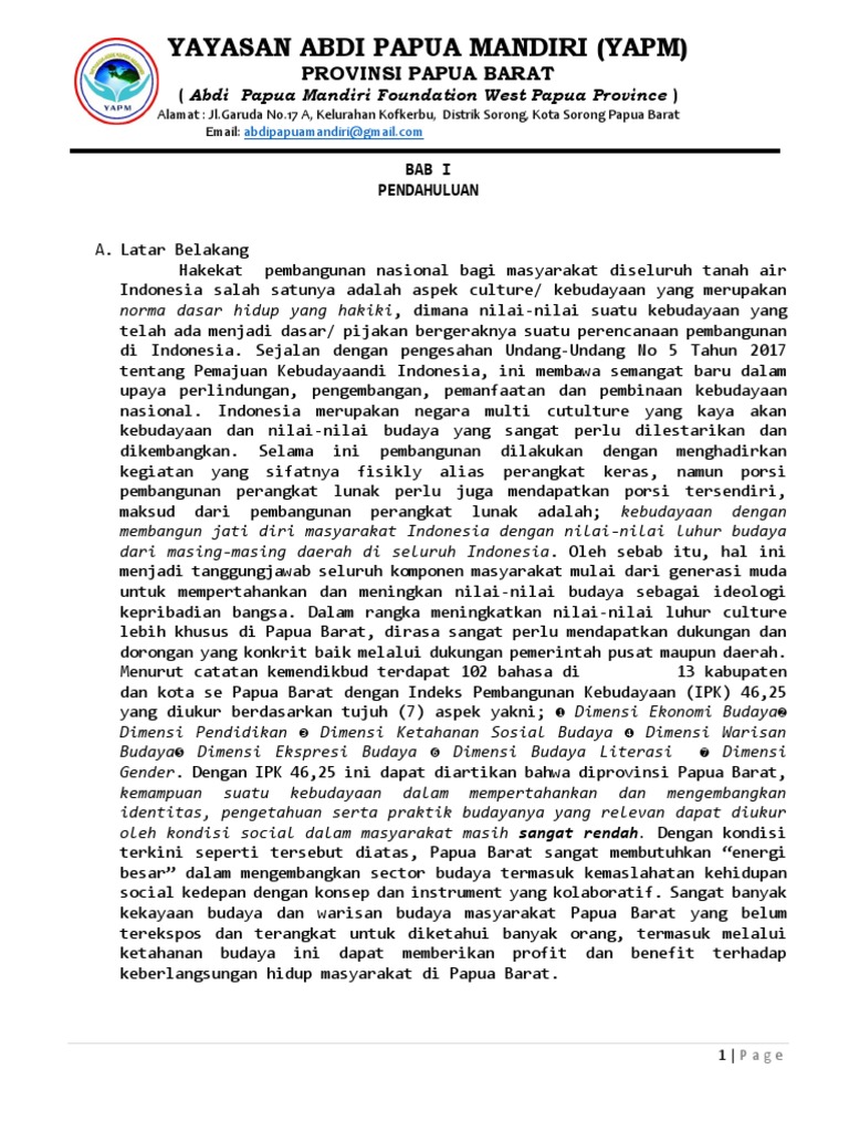 Laporan Kegiatan FBK Yayasan Abdi Papua Mandiri 2021 | PDF