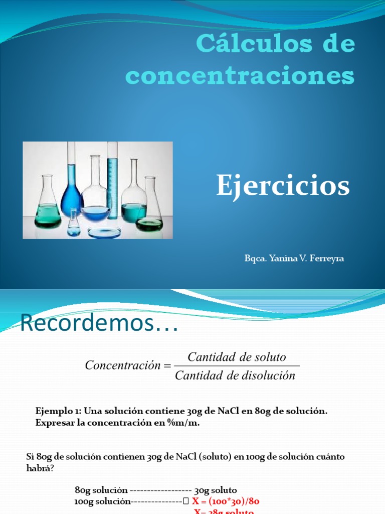 Calculo de Concentraciones | PDF | Concentración | Química