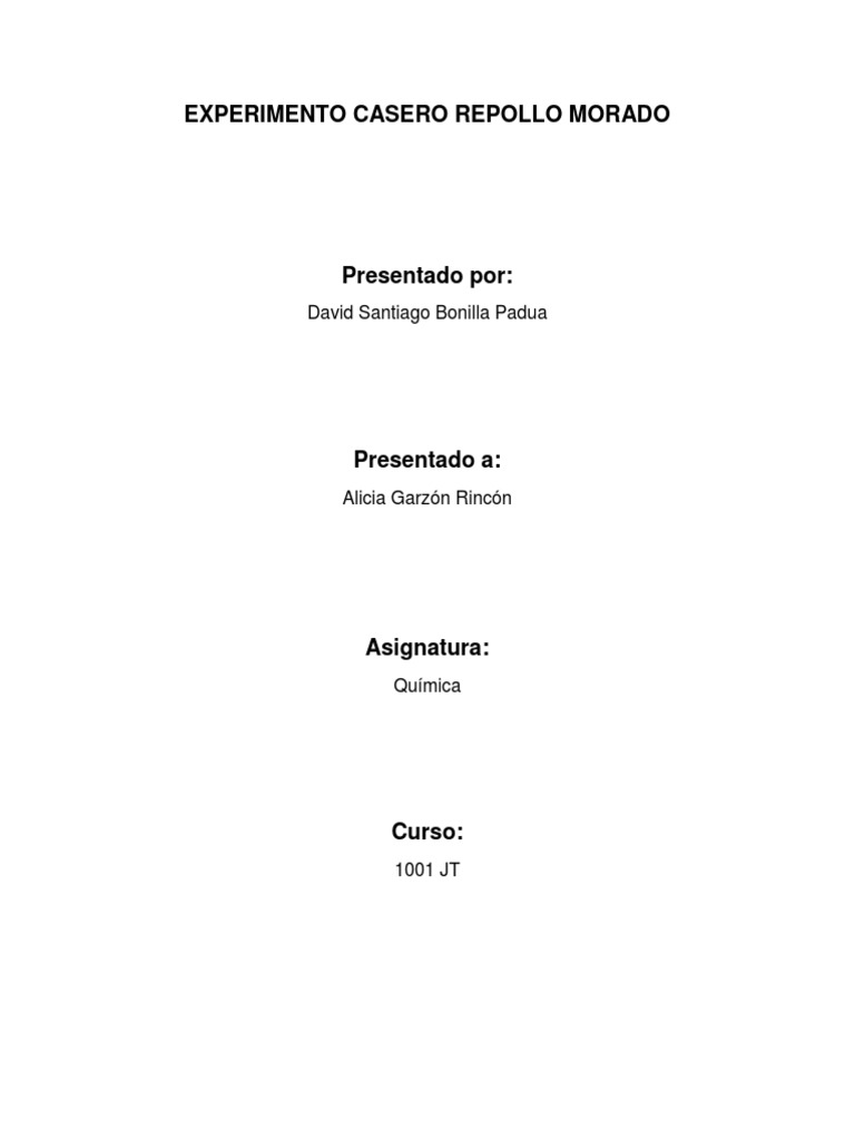Experimento Casero Repollo Morado | PDF | Color | Química