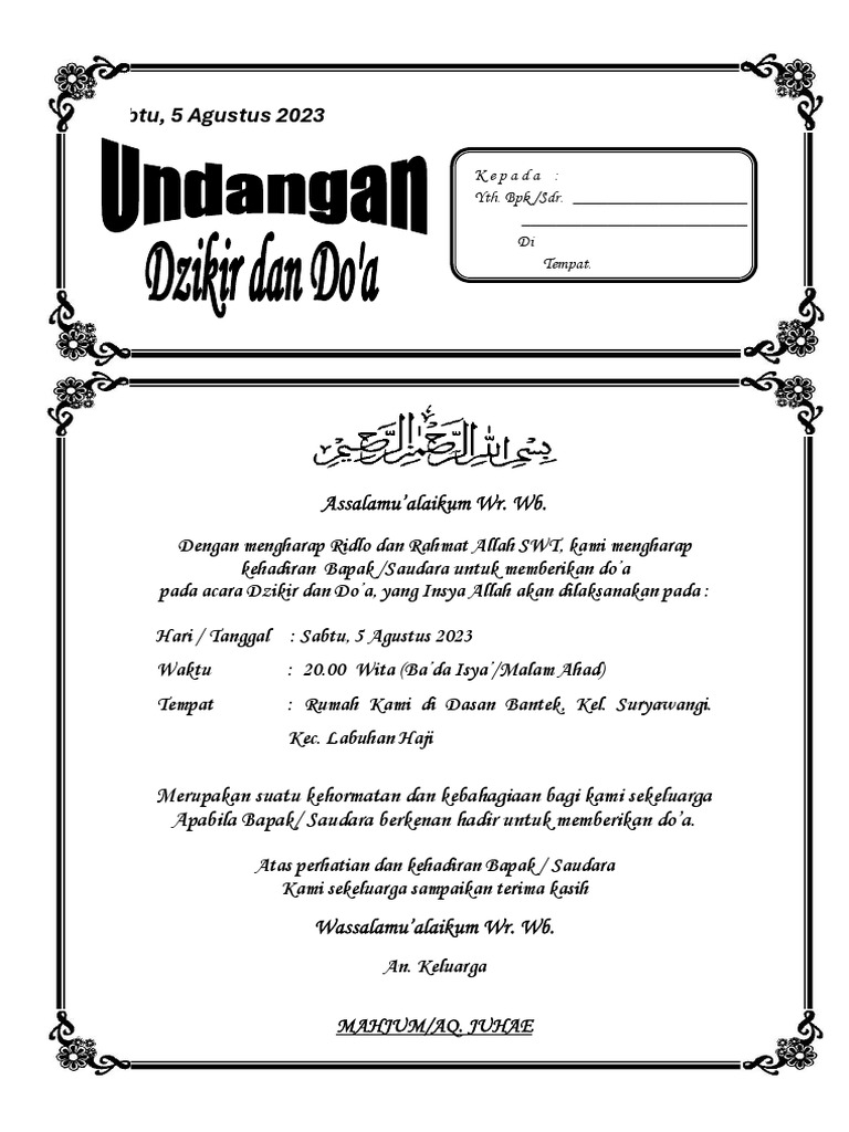 Undangan Dzikir | PDF