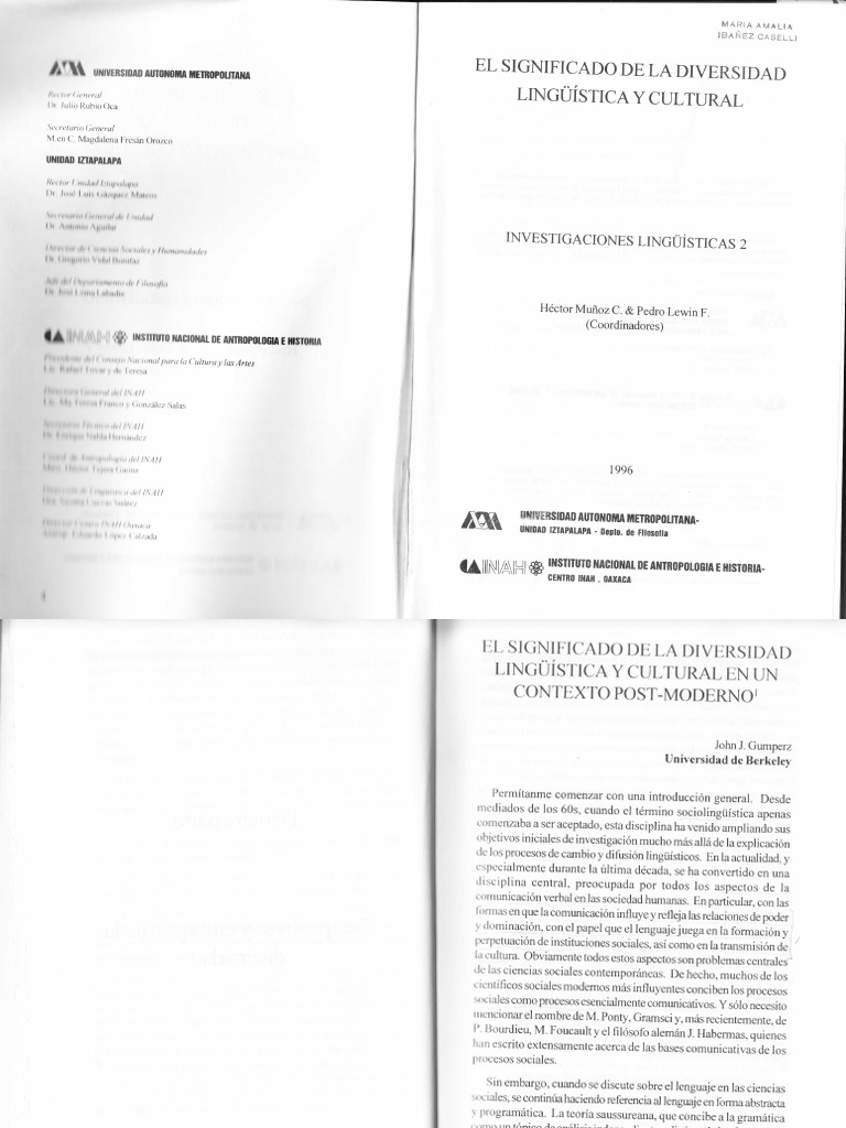 13 GUMPERZ Diversidad LyC | PDF | Sociolingüística | Lingüística