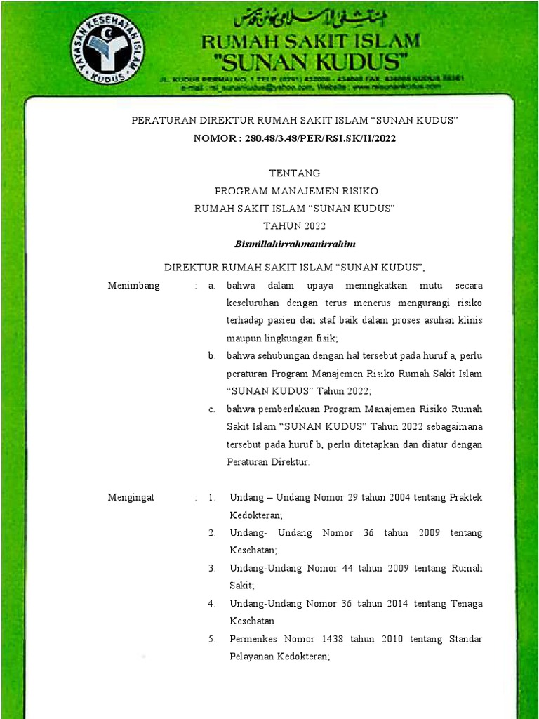 Program Manajemen Risiko 2022 | PDF