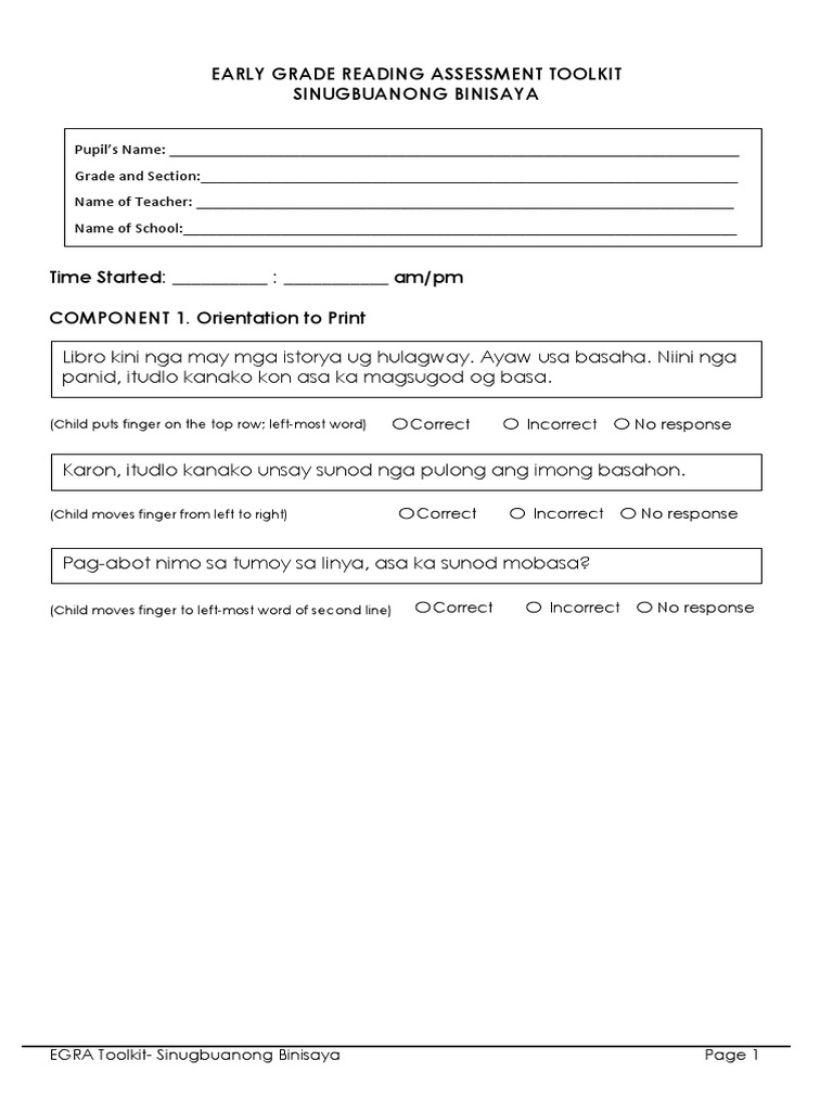 Egra Toolkit Revised 2020 | PDF