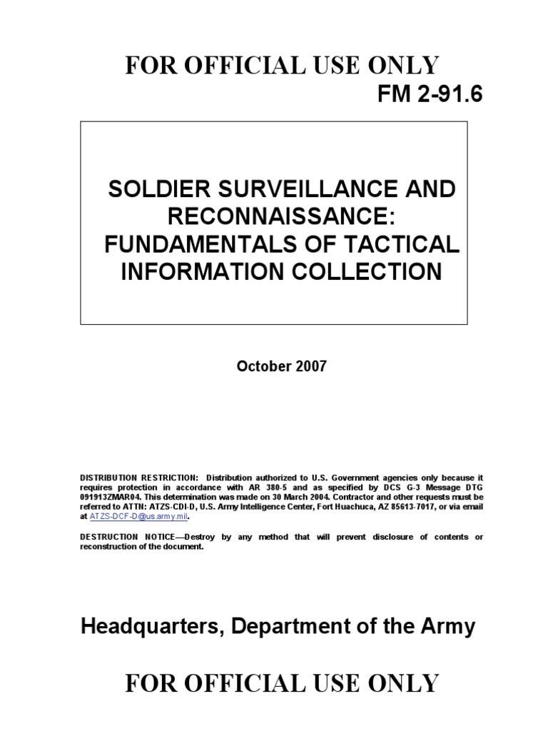 Fm2-91-6 Surveillance and Recon | PDF