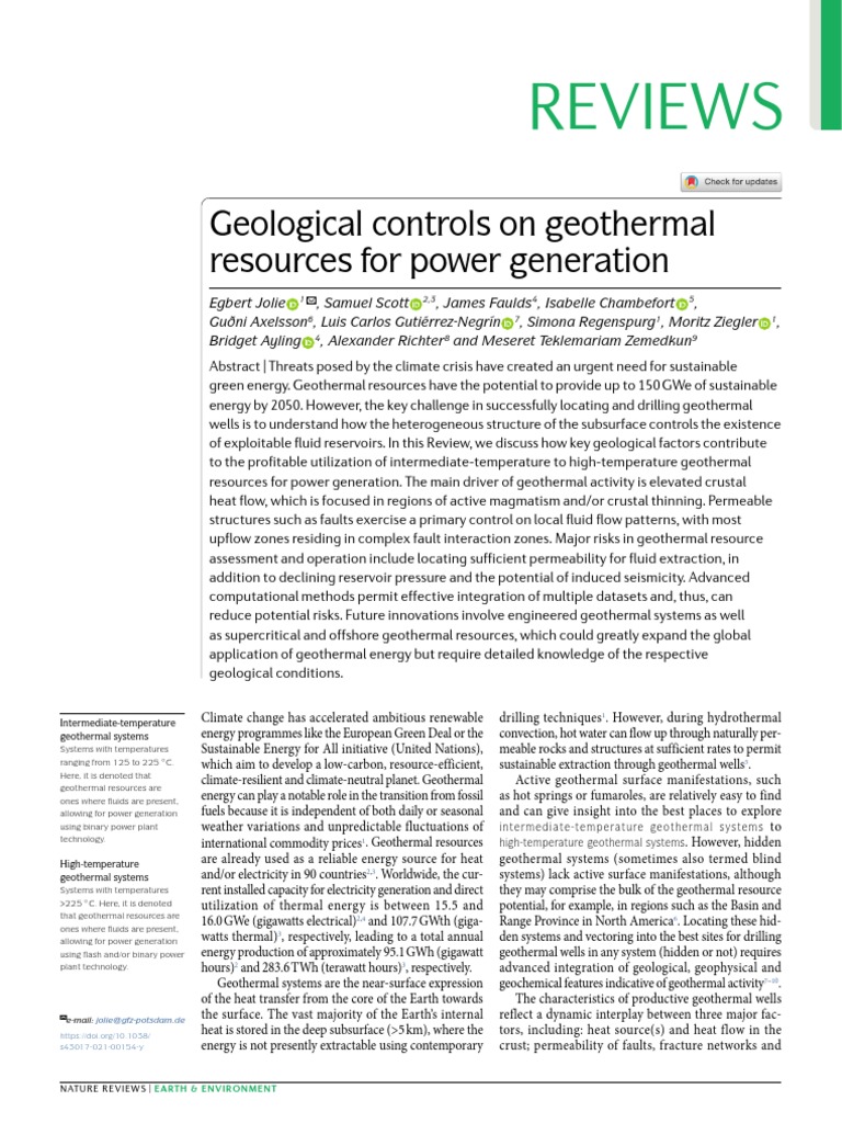 Jolie Et Al 2021 Nature Communications Geothermal Conceptal Models | PDF | Geothermal Energy | Magma