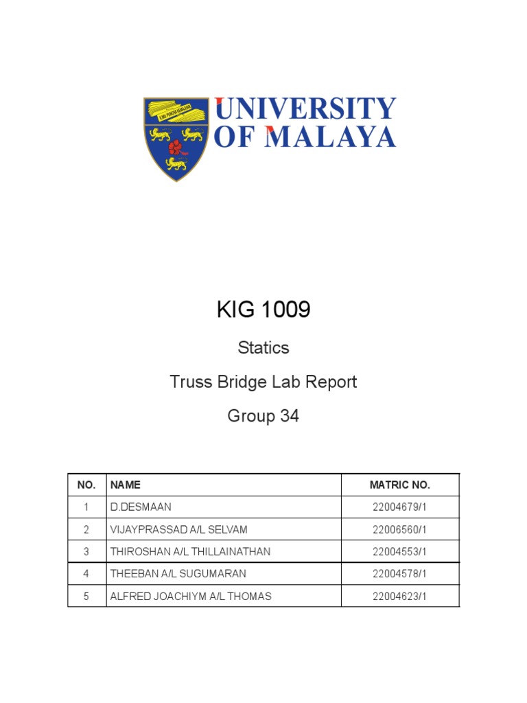Statics Lab Report Group 34 | PDF | Truss | Architectural Elements