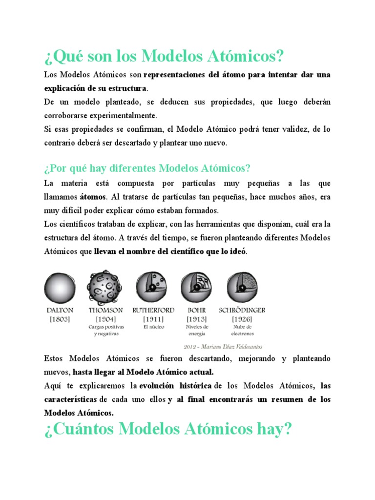Qué Son Los Modelos Atómicos | PDF