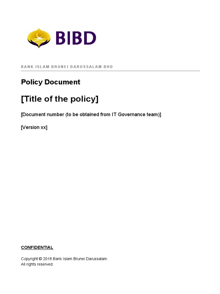 BIBD IT Template 002 Policy Template | PDF | Policy | Chief Information ...