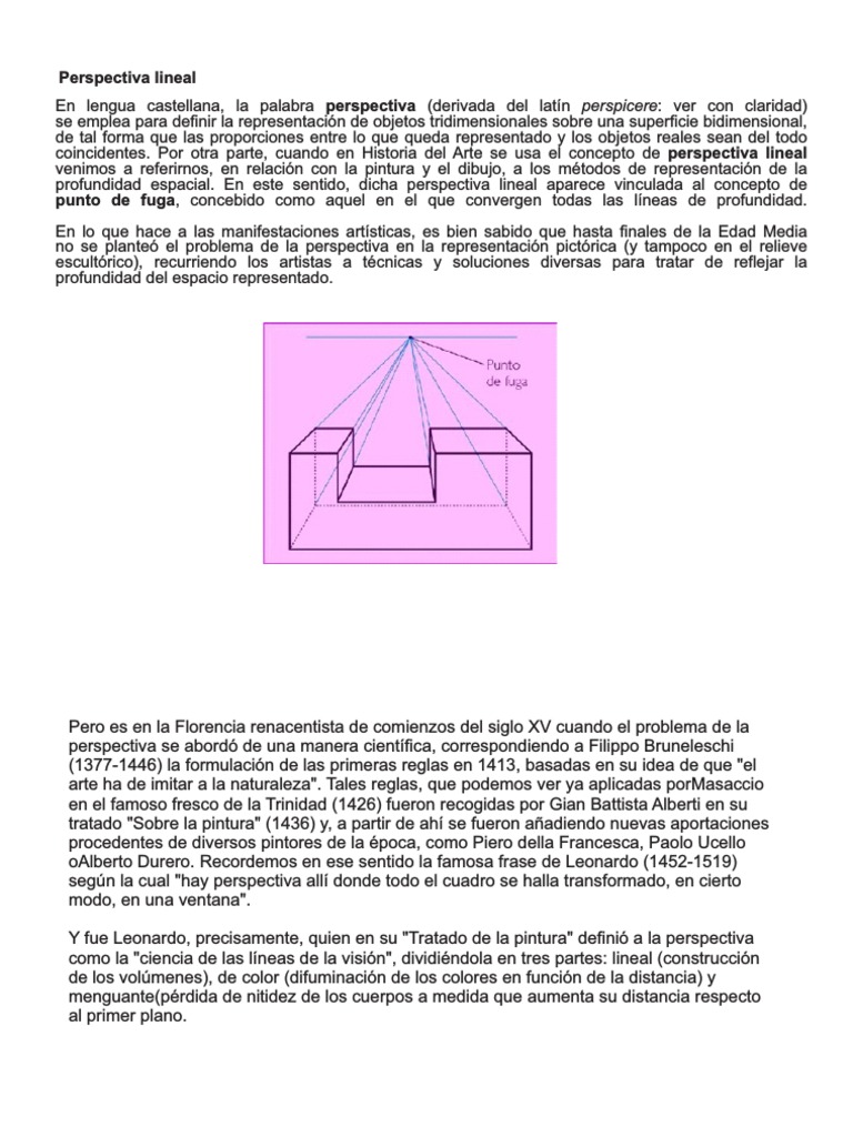 Definición y elementos de la perspectiva lineal | PDF | Perspectiva (Gráfica) | Pinturas
