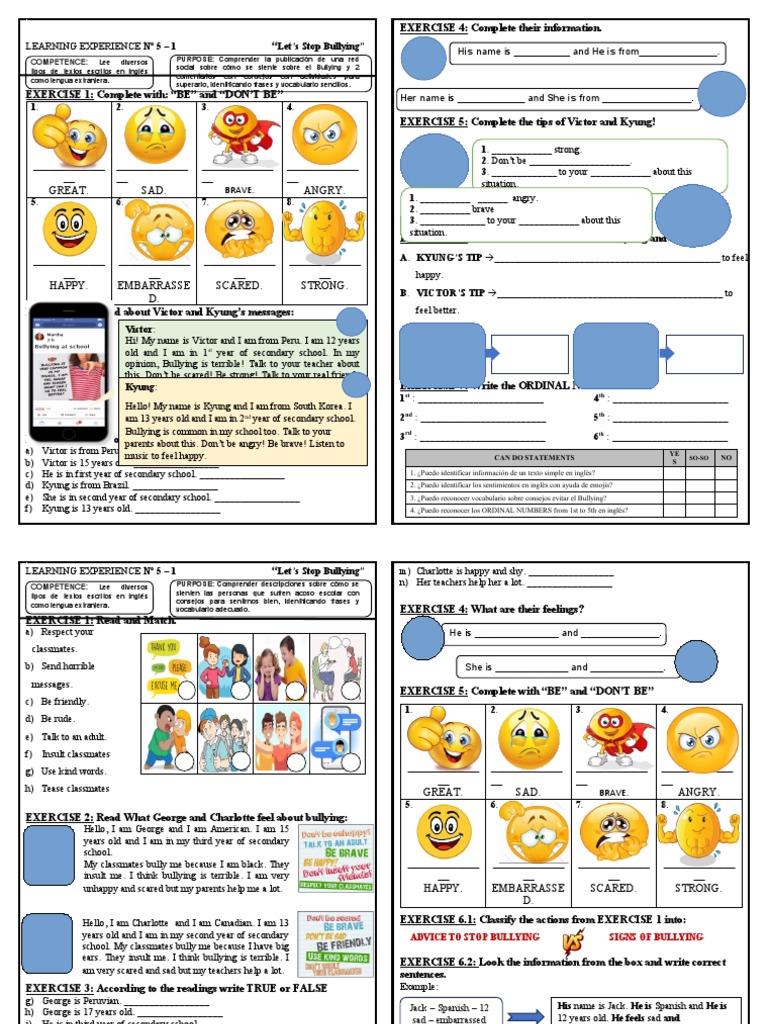 Let's Stop Bullying Worksheet | PDF | Interpersonal Conflict