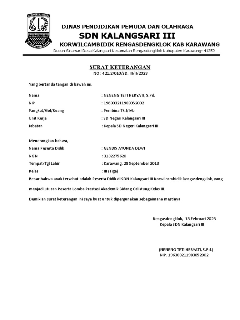 Biodata Gendis | PDF