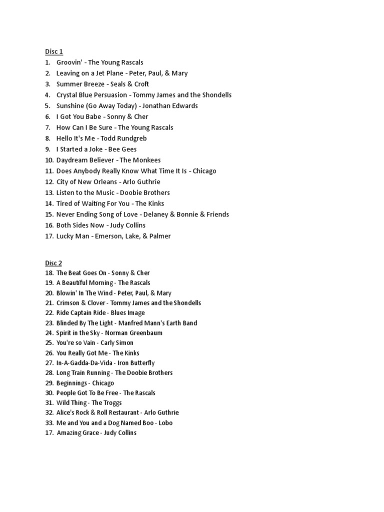 100 Flower Power Hits Compilation | PDF | American Music | Musicians