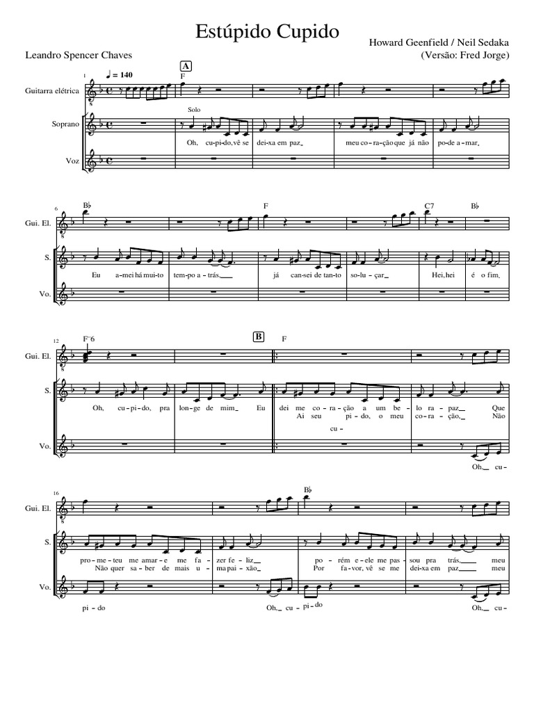 Estupido Cupido Partitura para Coral A Duas Vozes | PDF
