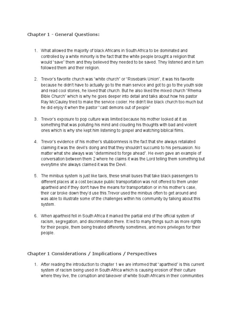 Born A Crime - Part 1 - Chapter 1 | PDF