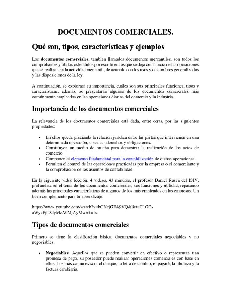 Documentos Comerciales | PDF | Pagos | Cheque