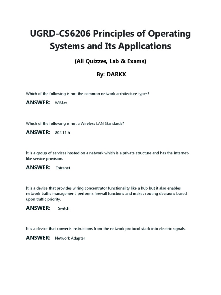 UGRD CS6206 Principles of Operating Systems and Its Applications Overall Final Quizess | PDF ...