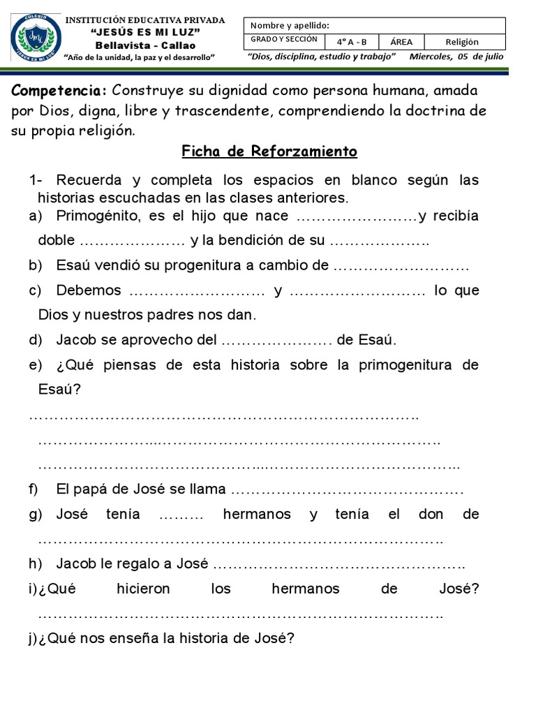 Ficha de Religión | PDF