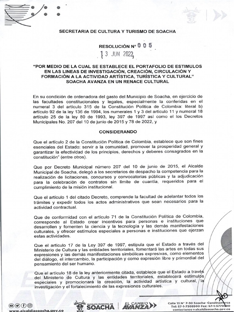 RESOLUCION No.005 2022 | PDF