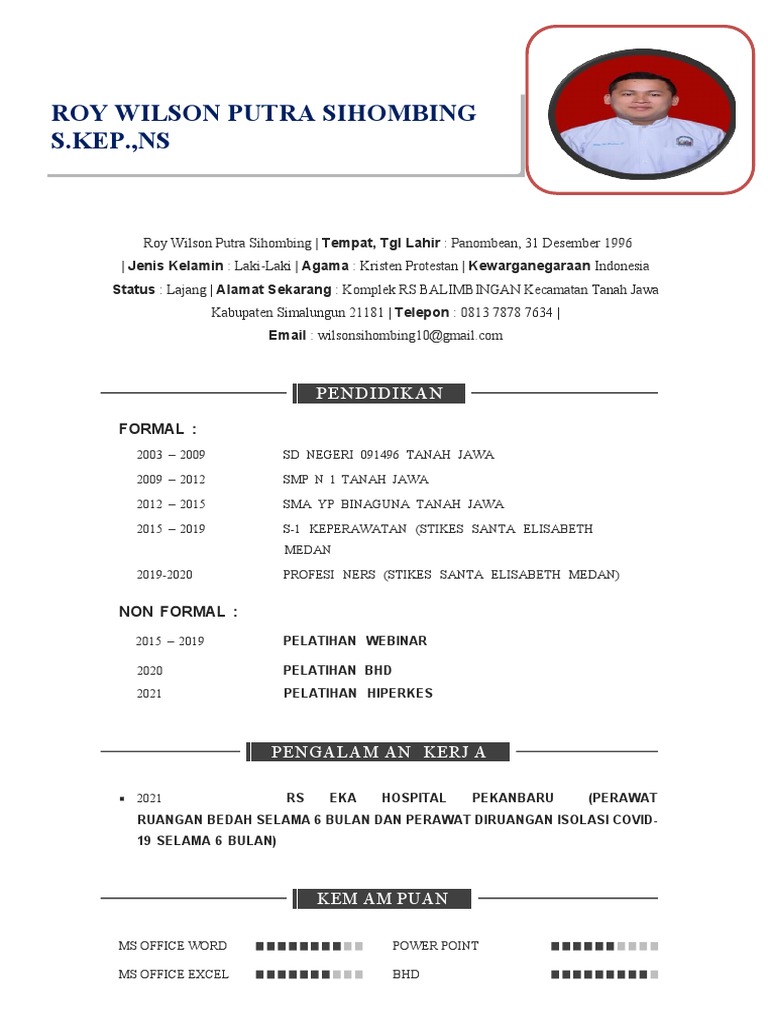 CV Roy Wilson Sihombing Asli | PDF