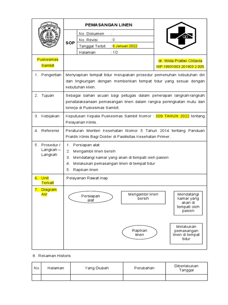 SOP Pemasangan Linen 2022 | PDF