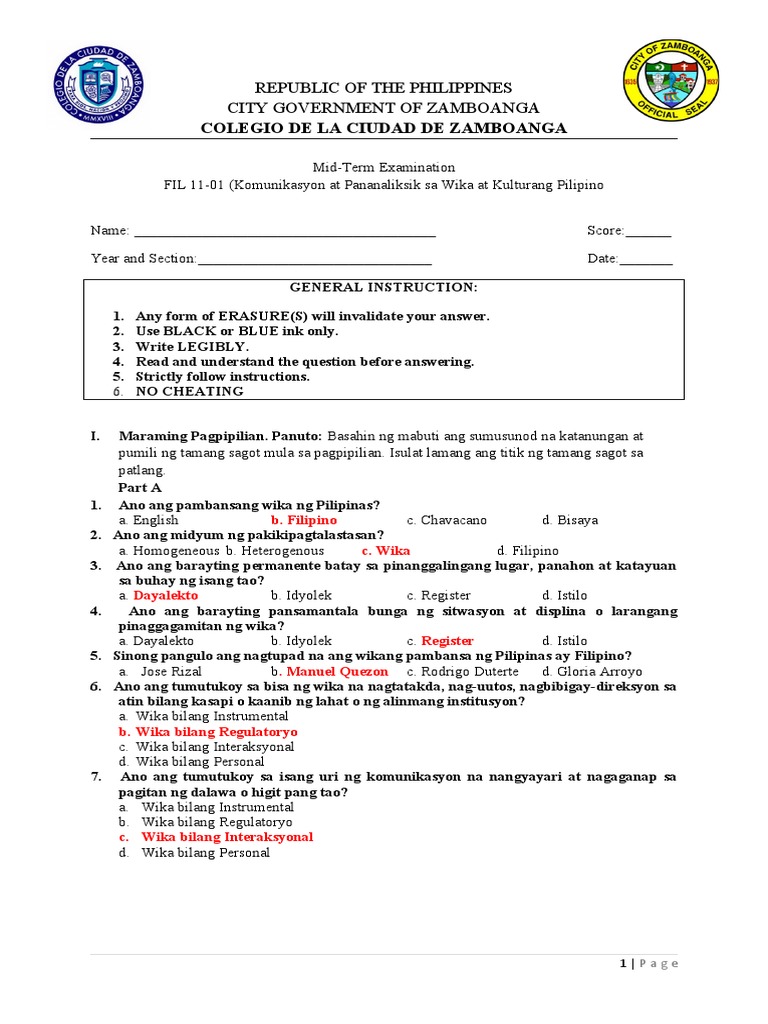 MIDTERM FILIPINO | PDF