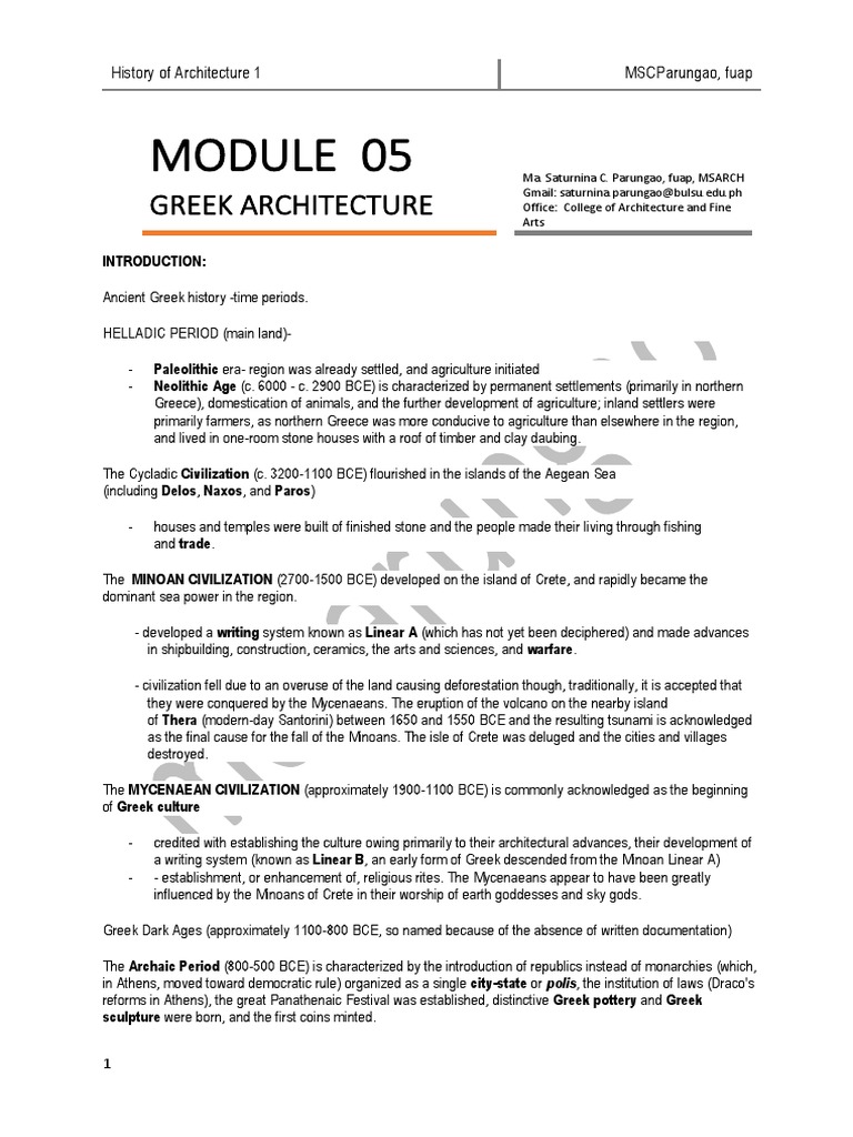 Module 5 Greek Arch | PDF | Column | Mycenaean Greece
