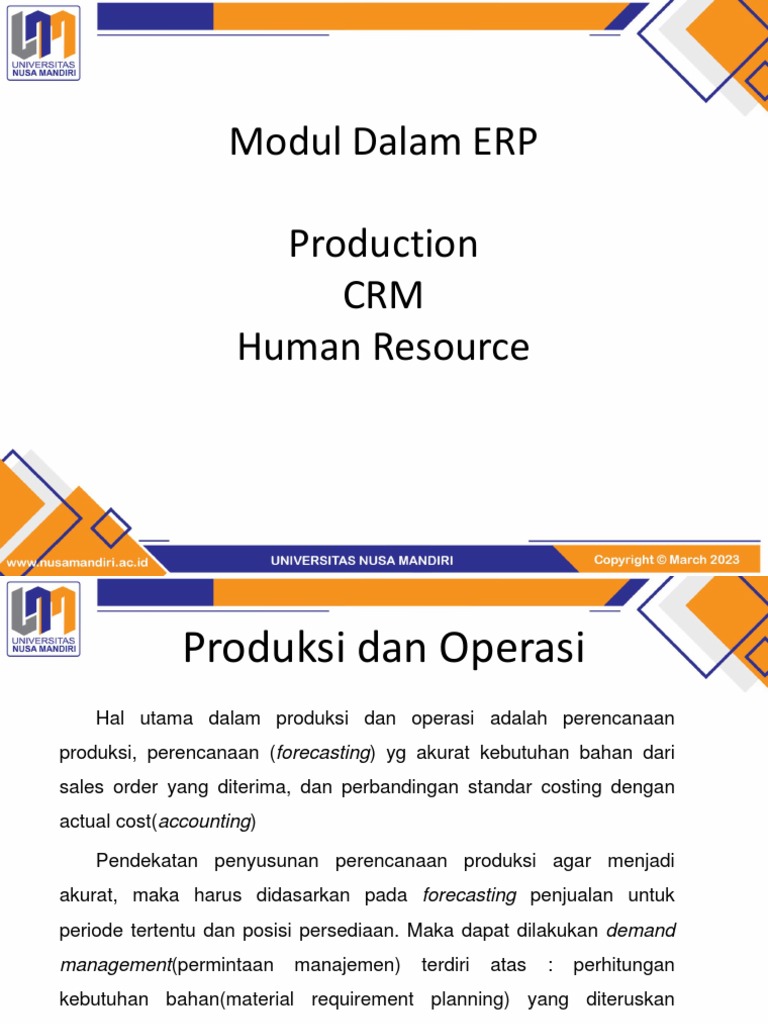 Modul Dalam ERP Production CRM Human Resource | PDF