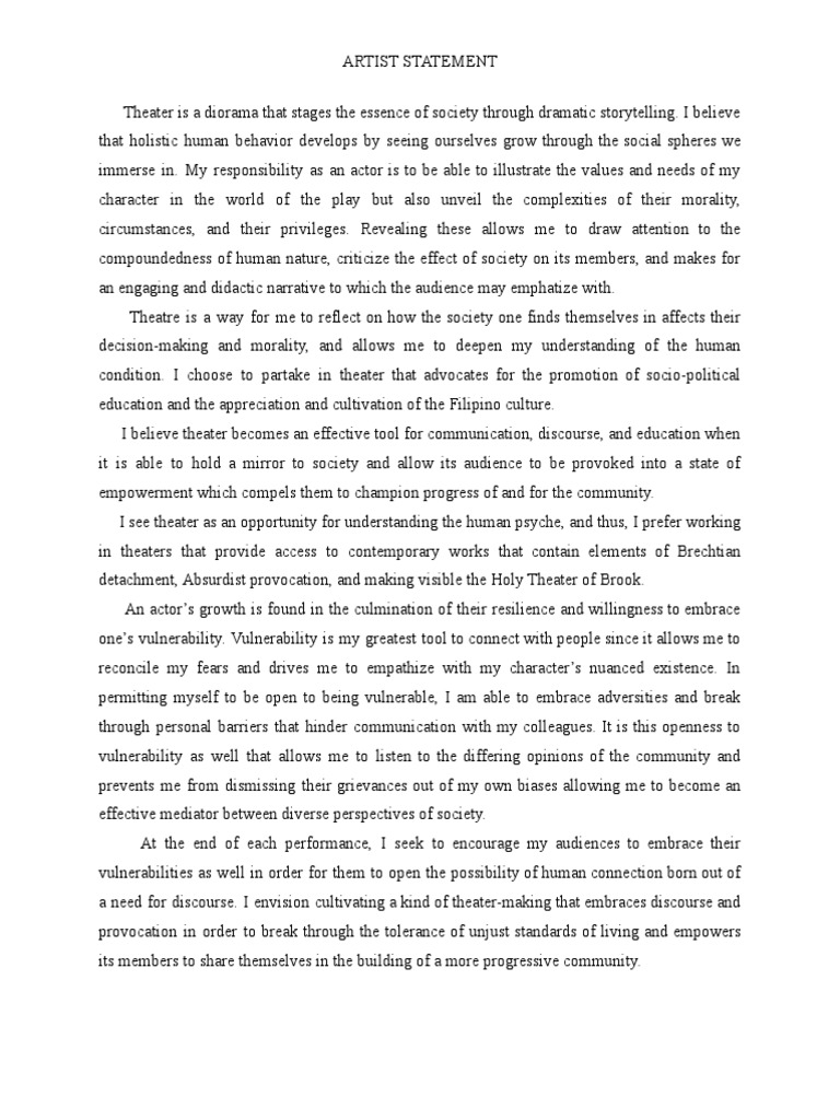 Artistic Statement v.3 by Austin Gonzales | PDF | Theatre | Community