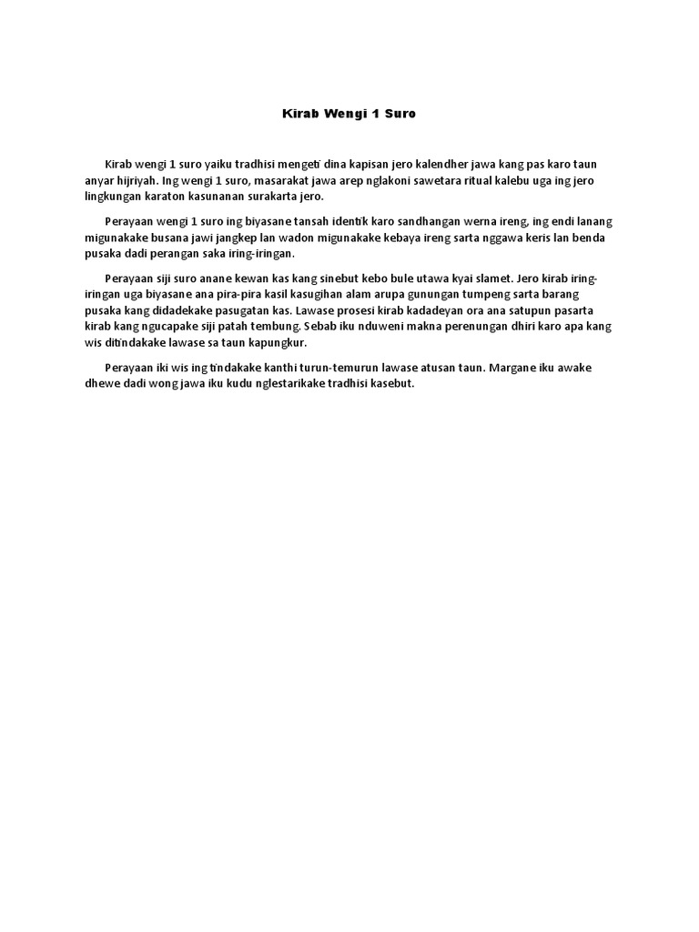Kelompok Sumbarada (Kirab Wengi 1 Suro) | PDF