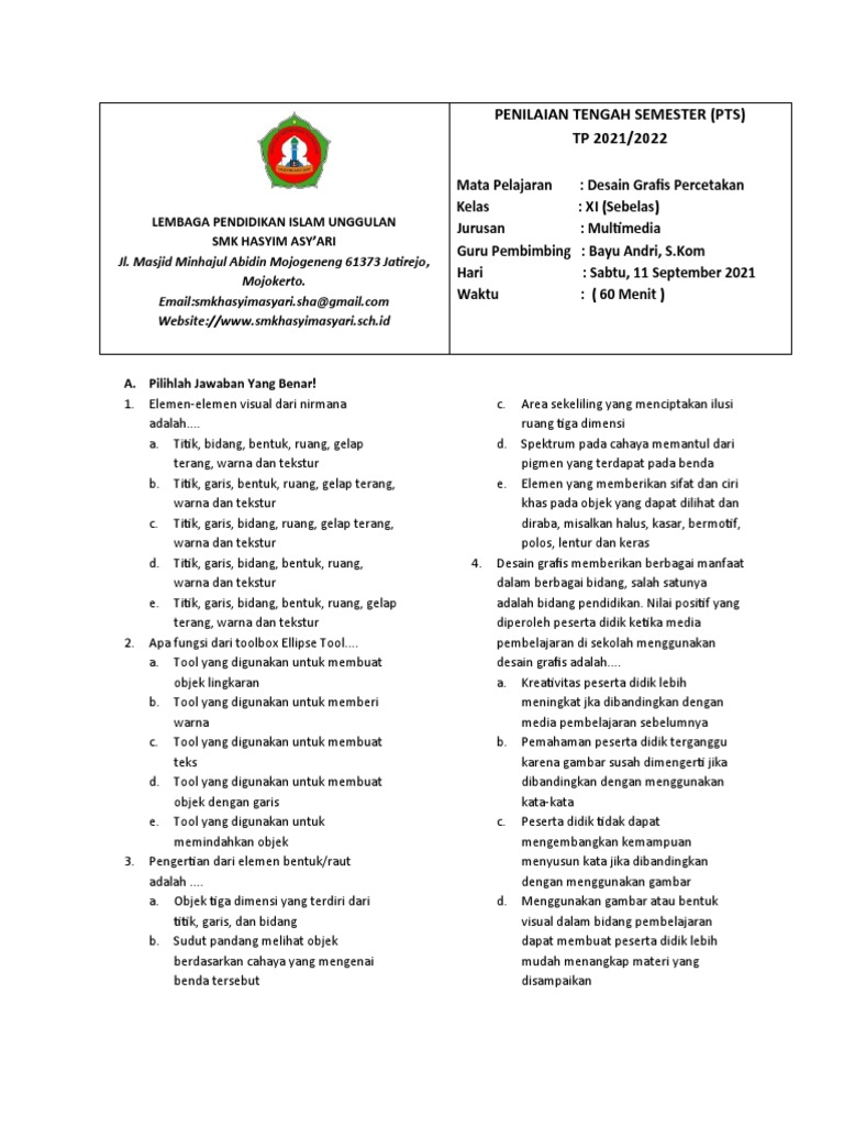 8.a SOAL PTS DESAIN GRAFIS PERC KELAS XI | PDF