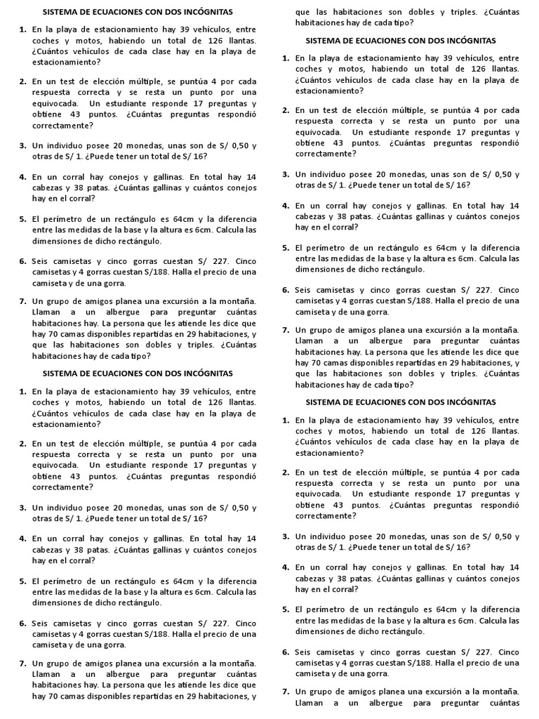 Sistema De Ecuaciones Con Dos Incógnitas Viernes 3a Pdf 8567
