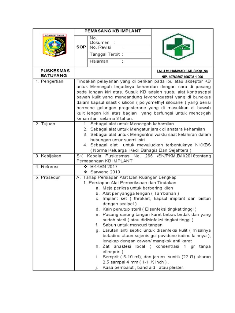 4.2.3.3 Sop-KB PEMASANGAN IMPLANT | PDF
