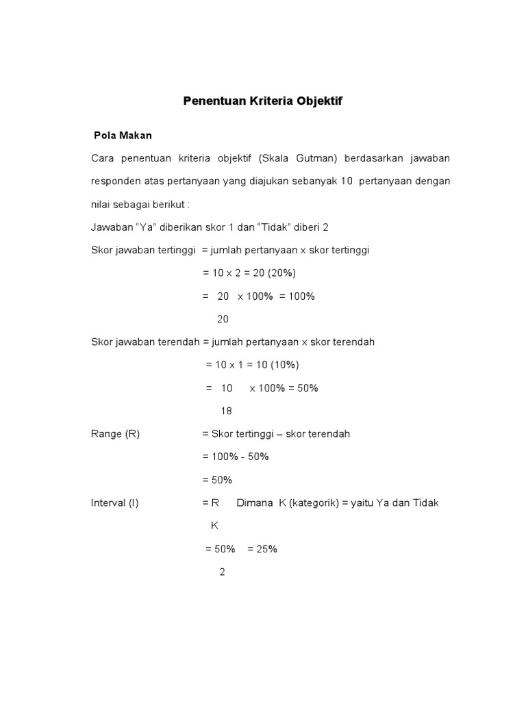 Kriteria Objektif Penilaian Skala Gutman | PDF